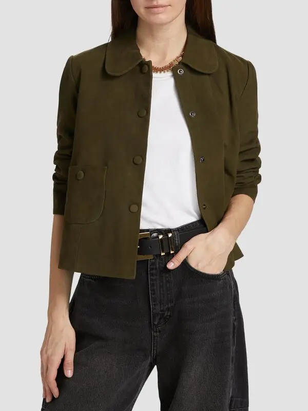 Ba&sh Milos Leather Jacket - Khaki