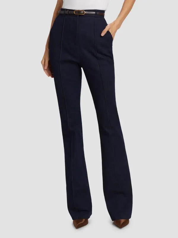 Veronica Beard Gracie Stretch-denim Belted Pants - Midnight Wash