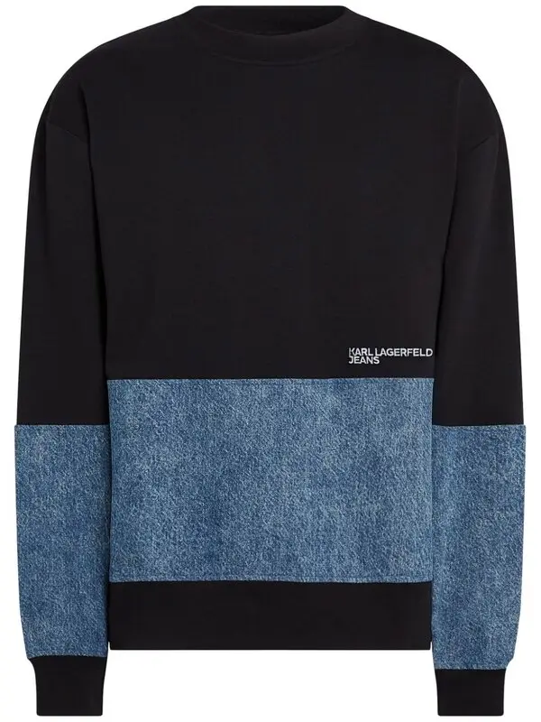 Karl Lagerfeld Paneled Denim Sweatshirt - Black