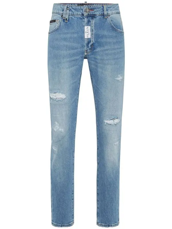Philipp Plein Distressed Skinny Jeans - Blue