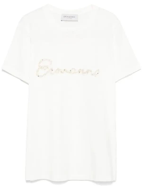 ERMANNO FIRENZE Logo-embroidered T-shirt - White