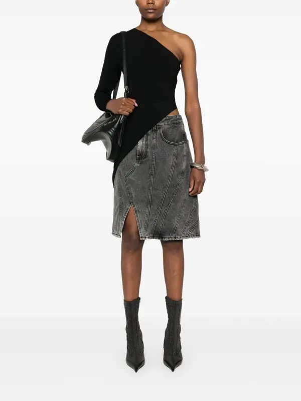 MUGLER Spiral Denim Skirt