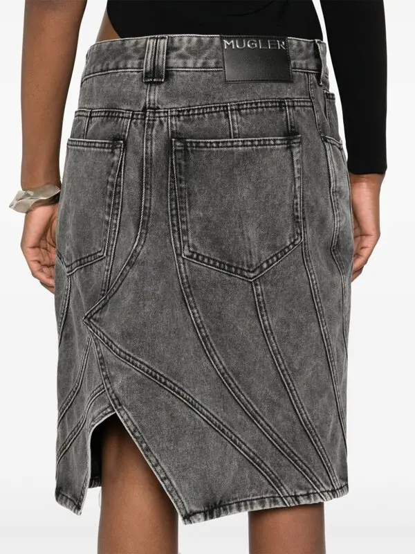 MUGLER Spiral Denim Skirt