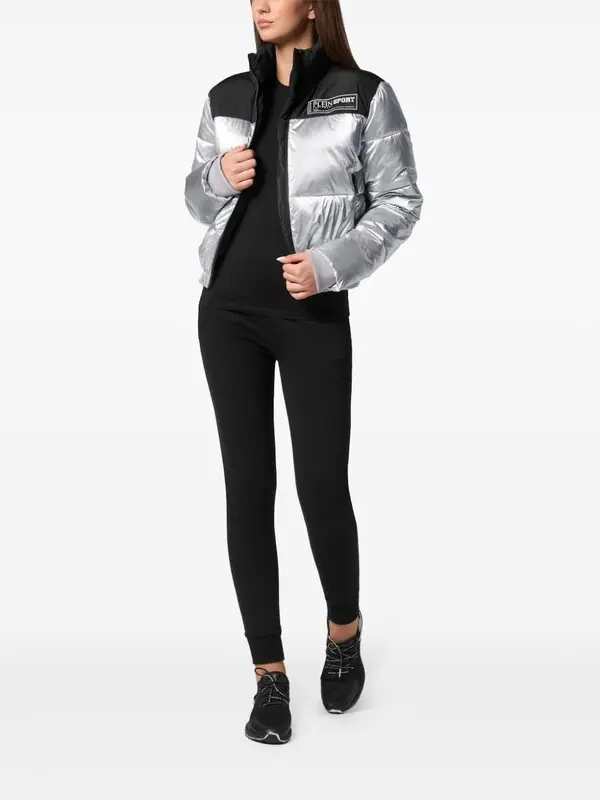 PLEIN SPORT Logo-appliquéd Puffer Jacket - Silver