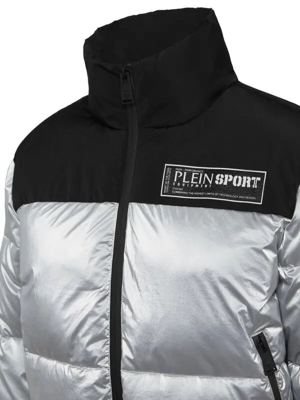 PLEIN SPORT Logo-appliquéd Puffer Jacket - Silver
