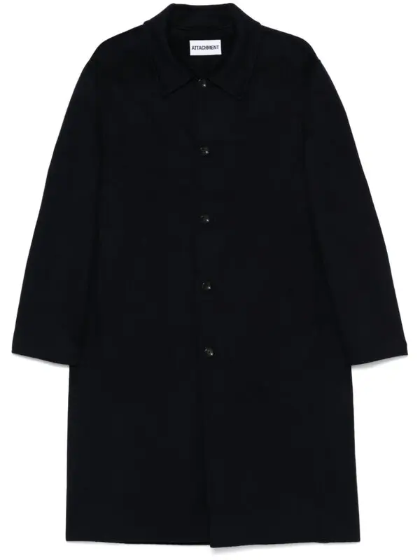 Attachment Single-breasted Coat - Blue