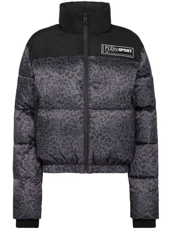 PLEIN SPORT Leopard-print Puffer Jacket - Black