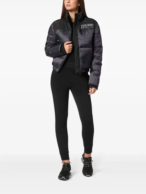 PLEIN SPORT Leopard-print Puffer Jacket - Black