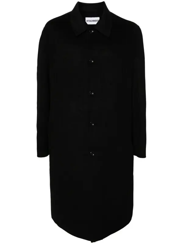 Attachment Single-breasted Coat - Black