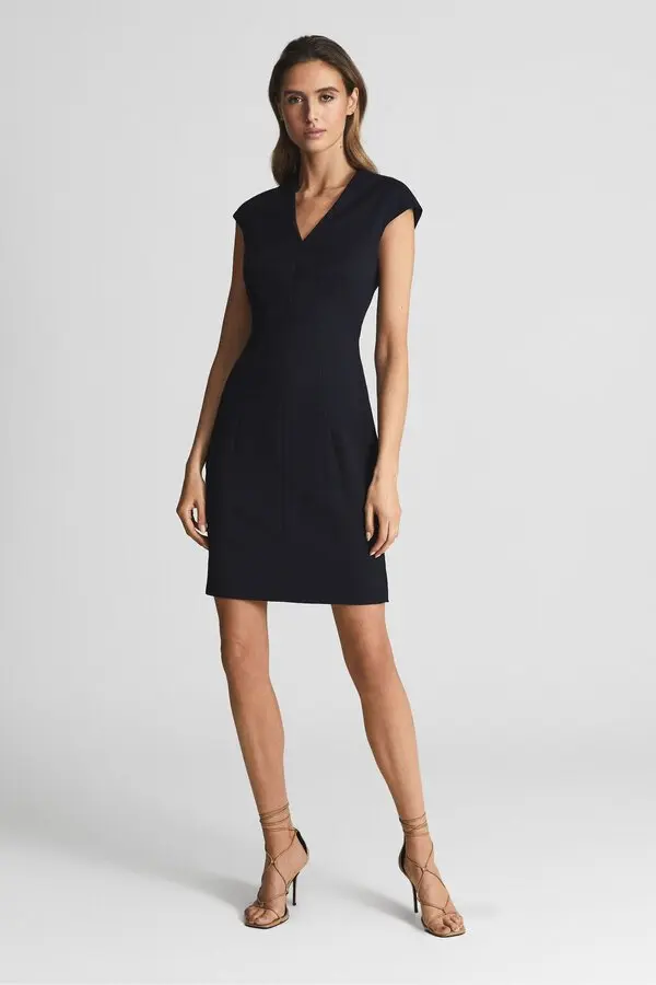 REISS Hayes Cap Sleeve Tailored Dress