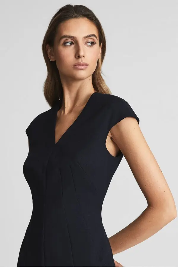 REISS Hayes Cap Sleeve Tailored Dress