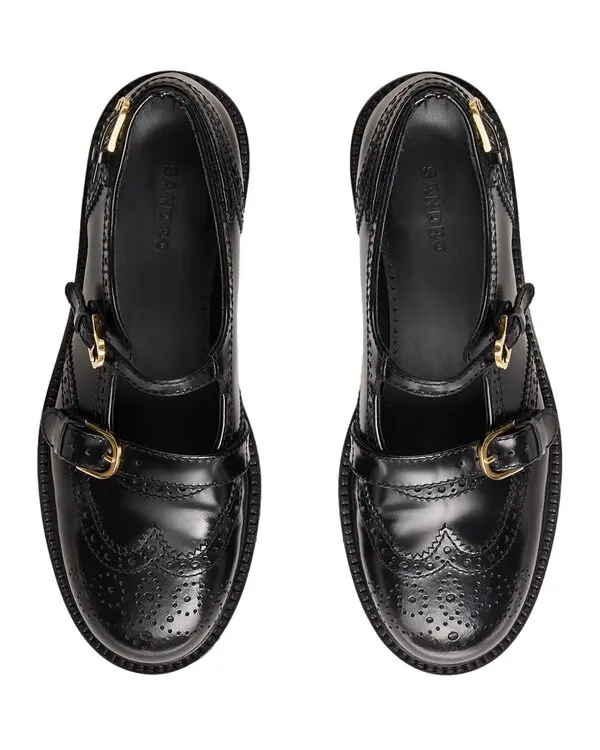 Sandro H24 Kaeta Mary Jane Flats - Black