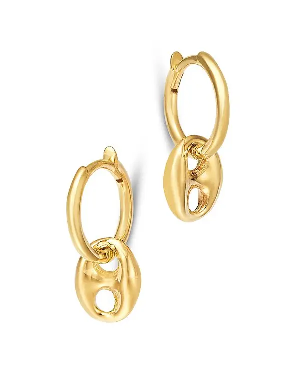 Zoe Chicco 14k Yellow Mariner Link Dangle Huggie Earrings - Gold
