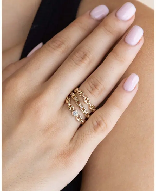 Zoe Chicco Heavy Metal Mariner Link Chain Ring - Gold