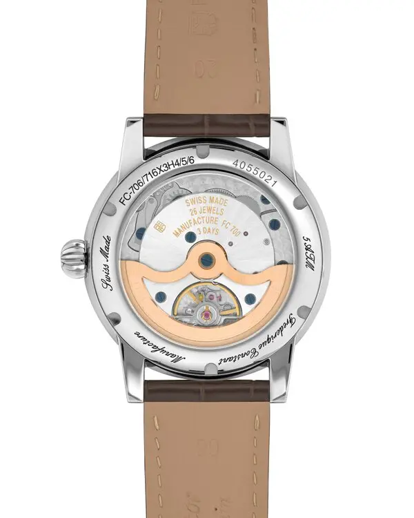 FREDERIQUE CONSTANT Classic Date Manufacture Strap Watch - Pink/brown