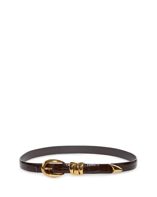 Madewell Croc-embossed Leather Belt - Brown/gold