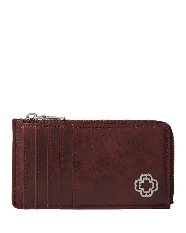 Maje Selma Leather Cardholder - Burgundy