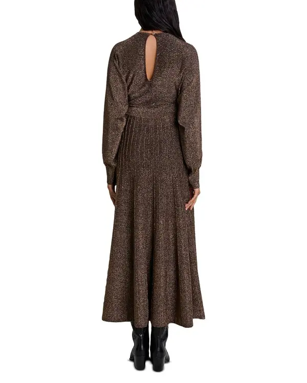 Maje Rillante Metallic Knit Maxi Dress