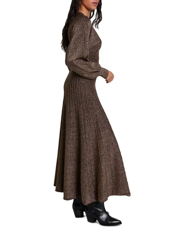 Maje Rillante Metallic Knit Maxi Dress