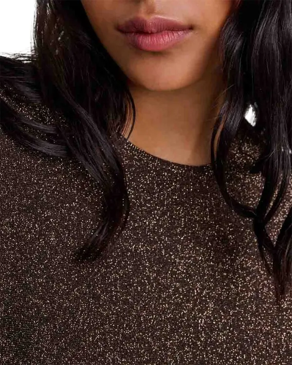 Maje Rillante Metallic Knit Maxi Dress