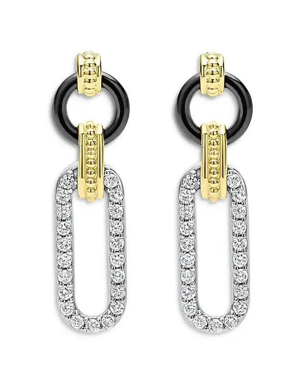 Lagos 18k Gold Diamond And Ceramic Drop Earrings - Multi
