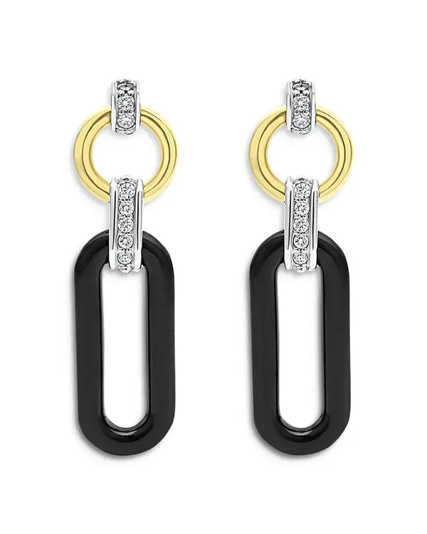 Lagos Signature Caviar Diamond & Ceramic Drop Earrings - Black/gold