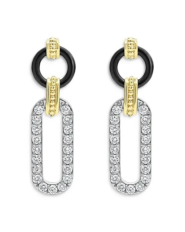 Lagos 18k Gold Diamond And Ceramic Drop Earrings - White/multi