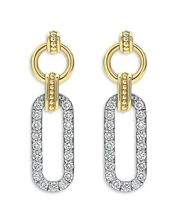 Lagos 18k Yellow Gold And Sterling Silver Diamond Link Drop Earrings - Silver/gold