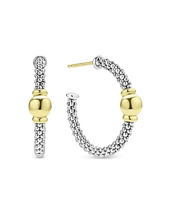 Lagos 18k Yellow Gold & Sterling Silver Hoop Earrings - Silver/gold