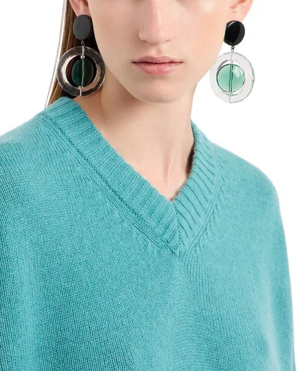 Emporio Armani V-neck Wool-cashmere Blend Sweater - Jade