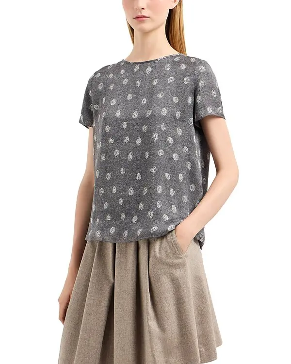 Emporio Armani Silk Chiffon Top - Grey Melange
