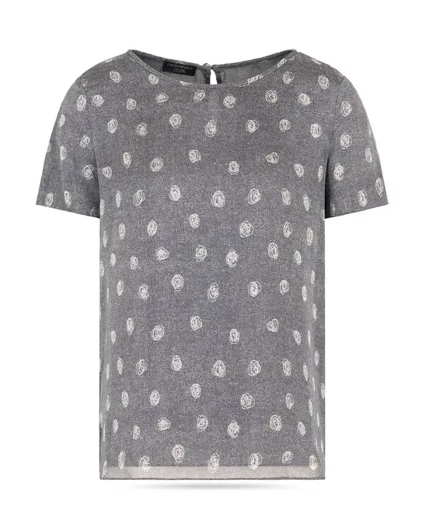 Emporio Armani Silk Chiffon Top - Grey Melange