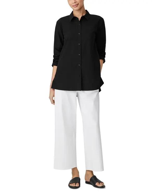 Eileen Fisher Collared Button-front Shirt - Black