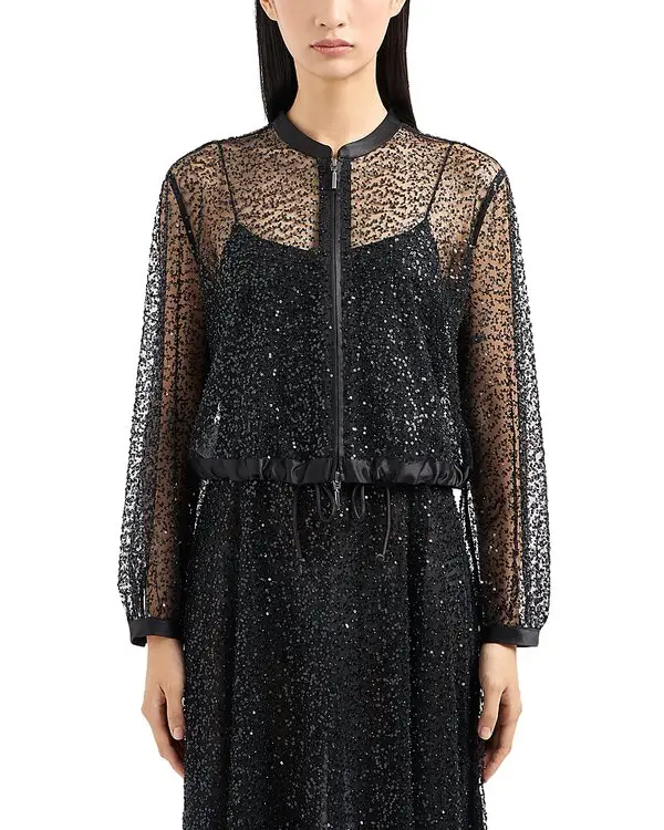 Emporio Armani Sheer Sequin Jacket - Black