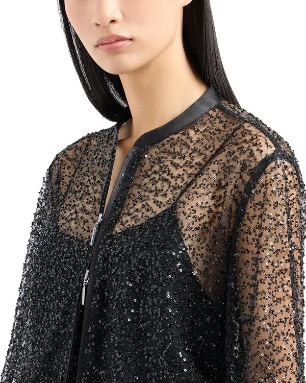 Emporio Armani Sheer Sequin Jacket - Black
