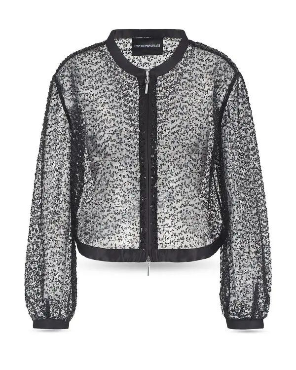 Emporio Armani Sheer Sequin Jacket - Black