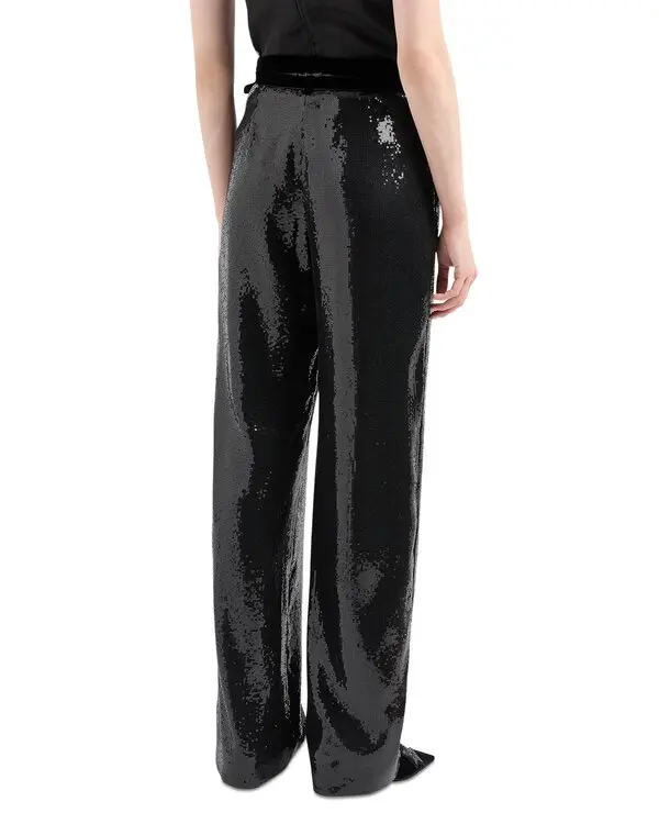 Emporio Armani Belted Micro Sequin Trousers
