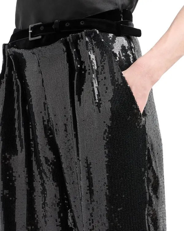 Emporio Armani Belted Micro Sequin Trousers