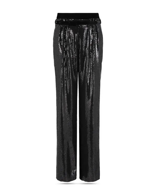 Emporio Armani Belted Micro Sequin Trousers