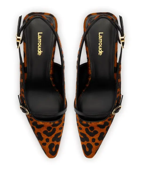 Larroude Ines Animal Print Slingback Pumps - Natural