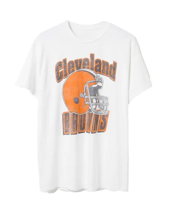 Junk Food Clothing Cleveland Browns Throwback Helmet Graphic T-shirt - White