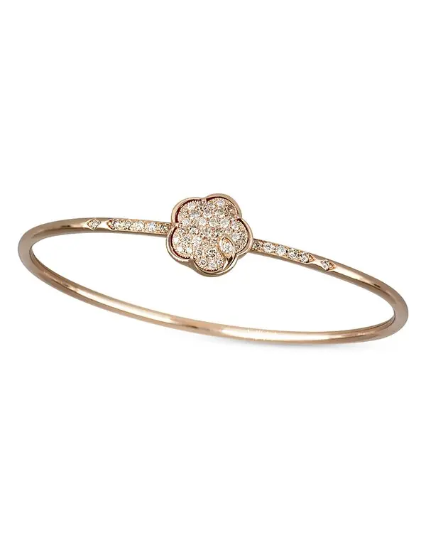 Pasquale Bruni 18k Petit Joli Diamond Flower Bangle Bracelet - Rose Gold