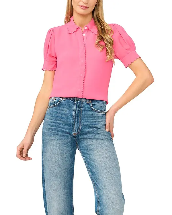 CECE DUPRAZ Scalloped Short Sleeve Shirt
