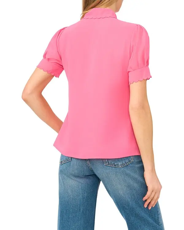 CECE DUPRAZ Scalloped Short Sleeve Shirt