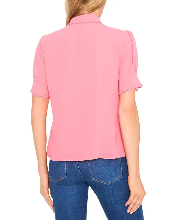 CECE DUPRAZ Scalloped Button-front Blouse - Confetti Pink
