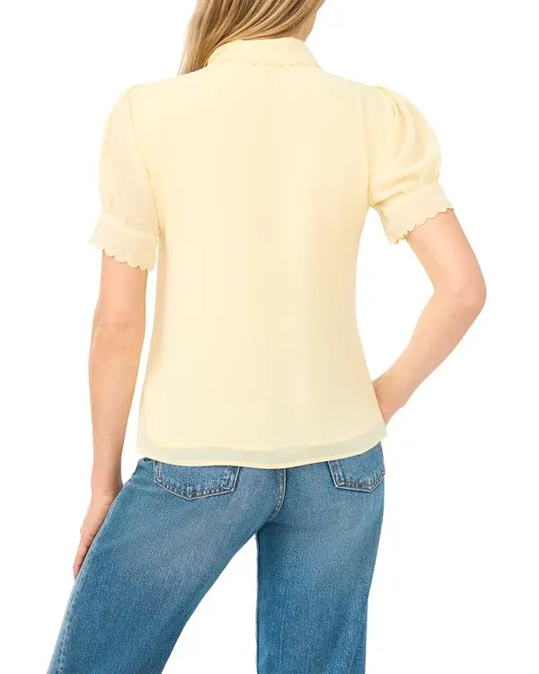 CECE DUPRAZ Scalloped Short Sleeve Shirt