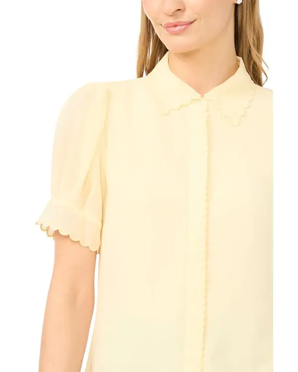 CECE DUPRAZ Scalloped Short Sleeve Shirt