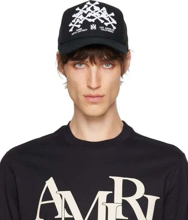 Amiri Bones Stacked Trucker Cap - Black | Editorialist