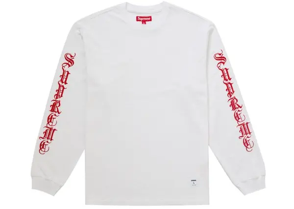Supreme Old English Long Sleeve Top - White