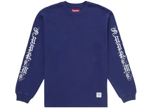 Supreme Old English Long Sleeve Top - Navy Blue